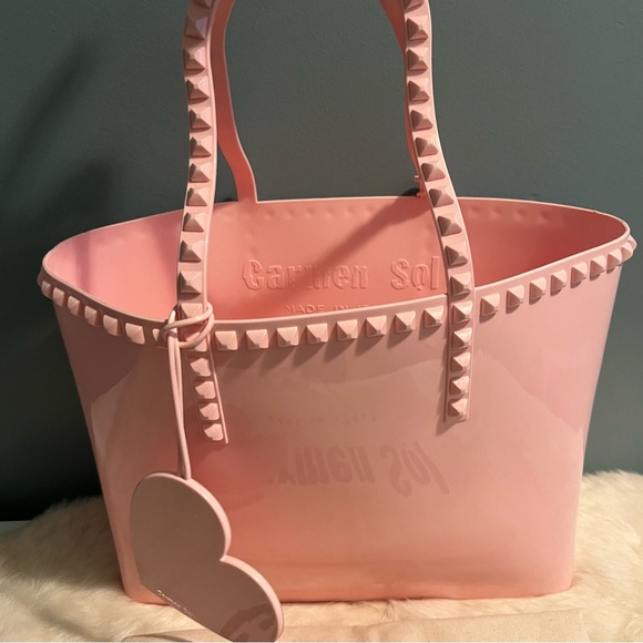 Carmen Sol | Bags | Carmen Sol Seba Medium Baby Pink Jelly Tote With Dust Bag | Poshmark